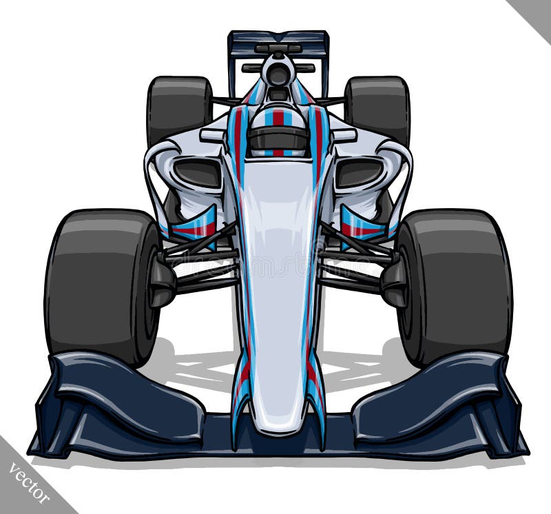 Front View Vector Fast Cartoon Formula Race Car Illustration Art Stock ...