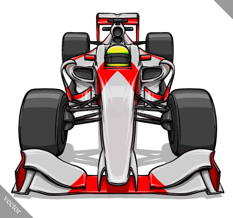 Front View Funny Fast Cartoon Formula Race Car Illustration Art Stock ...