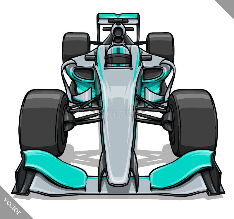 Front View Vector Fast Cartoon Formula Race Car Illustration Art Stock ...