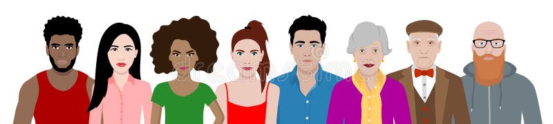 Front View Vector Set of Different Cartoon People Stock Vector ...