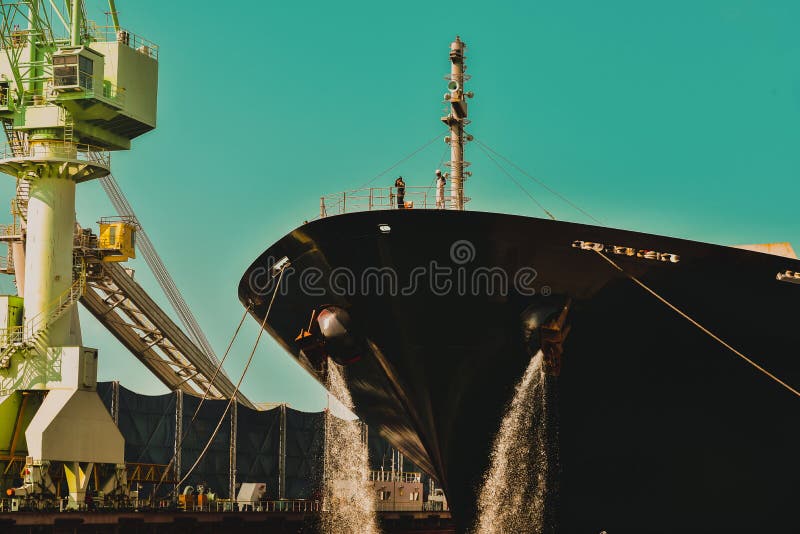 Front View of Very Large Container Ship Alongside at Port Thailand ...