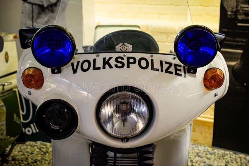 Front View of Vintage DDR Police Motorcycle Editorial Photography ...