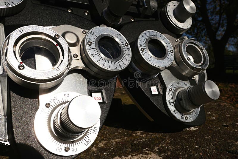 Front View Vintage Manual Mechanical Phoropter, Optical Medical Device ...
