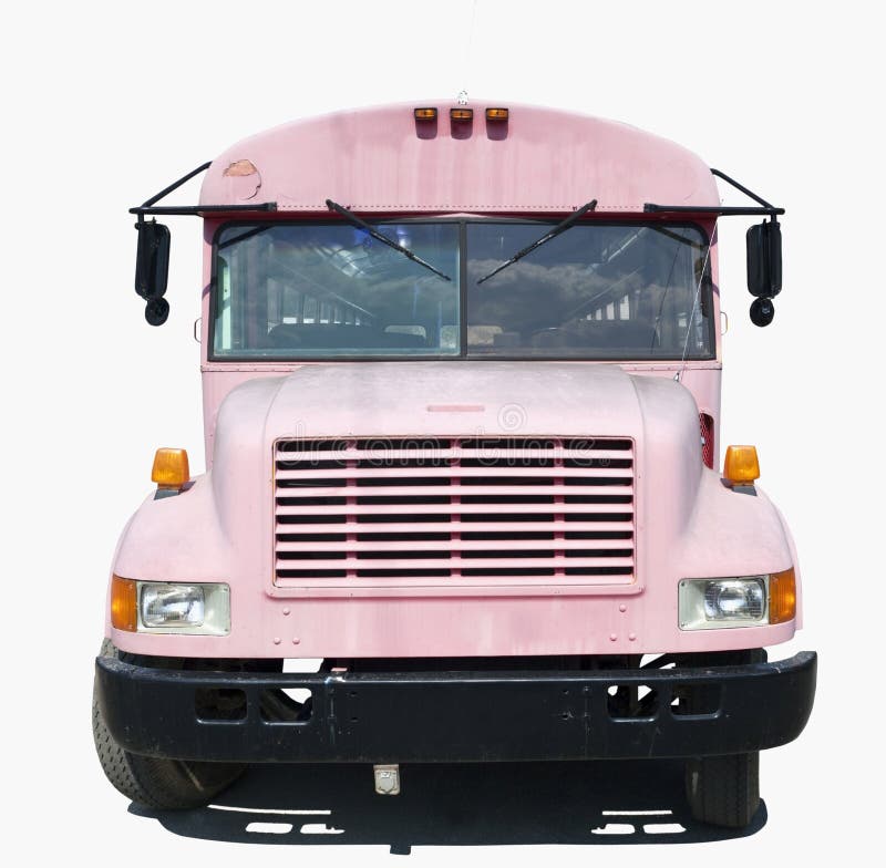 Front View Vintage Pink School Bus Stock Image - Image of vintage ...