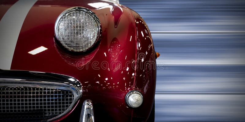 Front View of a Vintage Red Car with Speed Background Stock Image ...