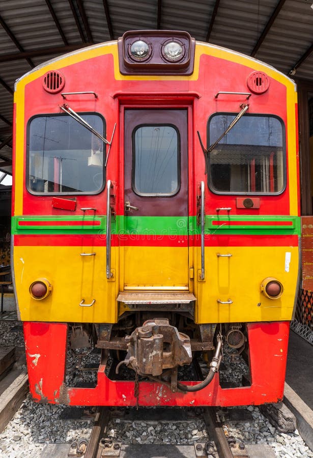 Front View of Vintage Train on White Background. Stock Image - Image of ...