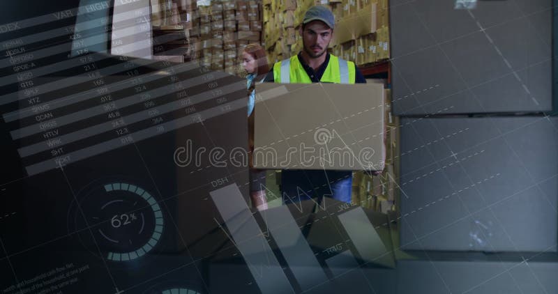 Front View of a Warehouse Worker Loading Packages in the Back of a ...
