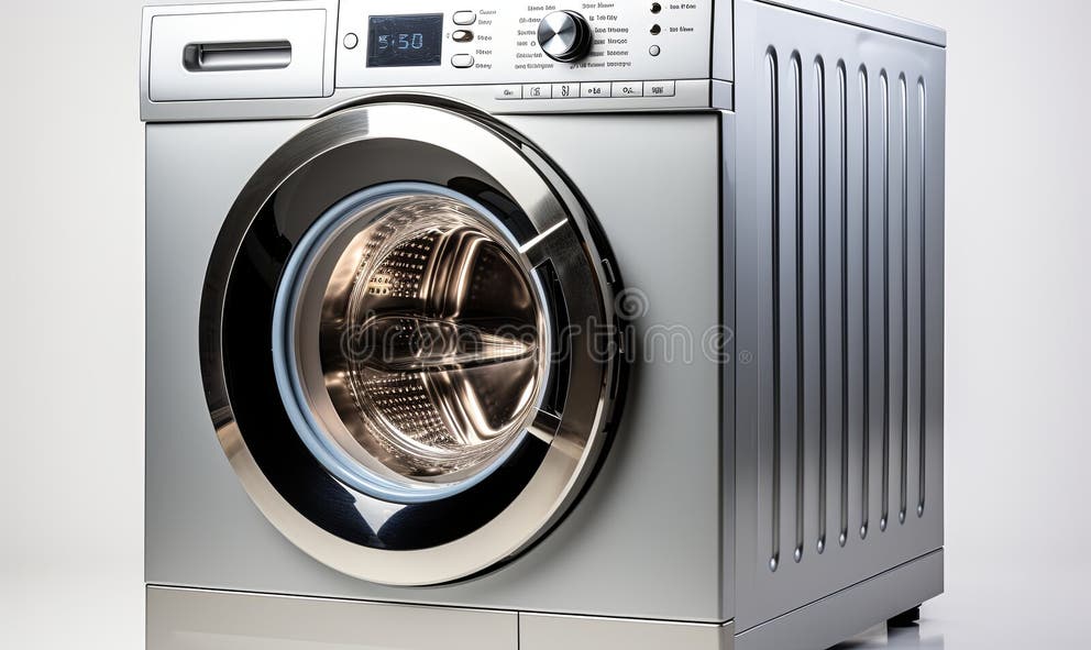 Front View of Washing Machine on White Background Stock Image - Image ...