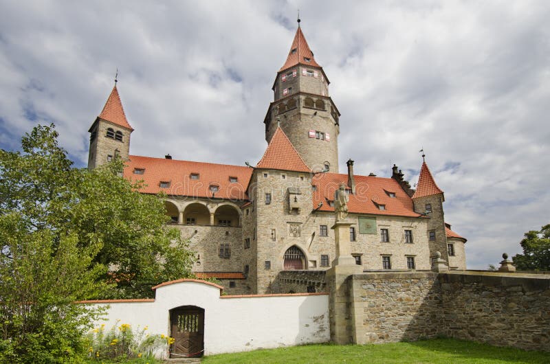 Front View of Well Preserved Gothic Castle Bouzov Stock Photo - Image ...