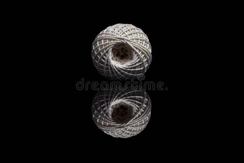 Front View of White Ball of String on Black Background Stock Photo ...