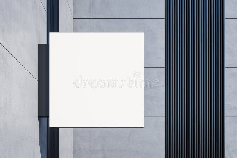 Front View on White Blank Illuminated Square Screen with Copyspace for ...