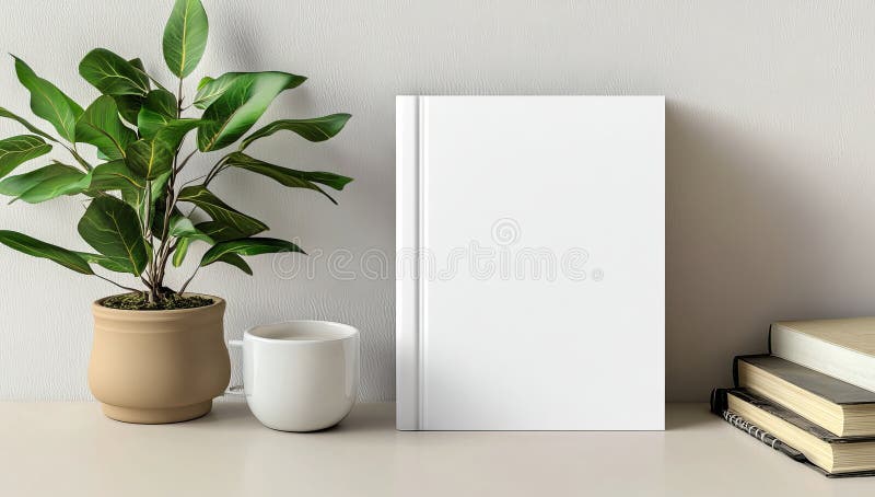 The Front View of a White Book Mockup with a Blank Hard Cover is Seen ...