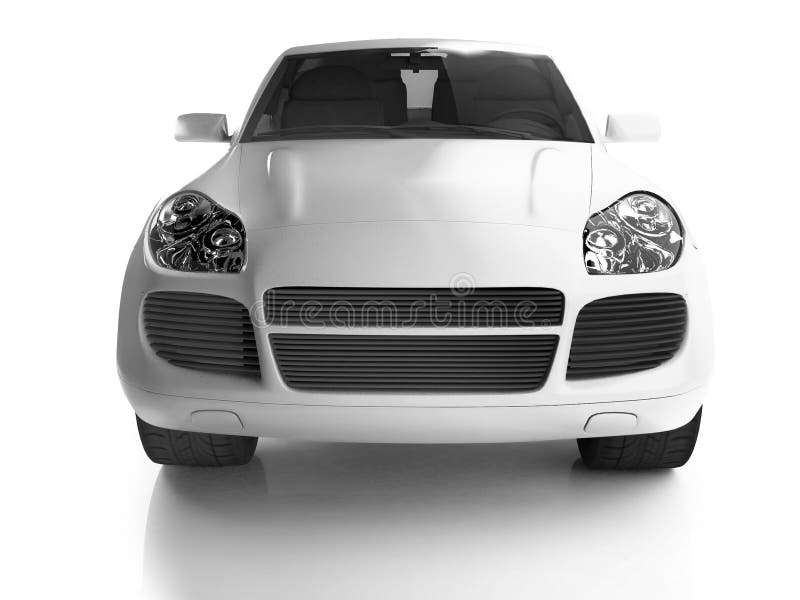 Front View of White Crossover Stock Illustration - Illustration of ...