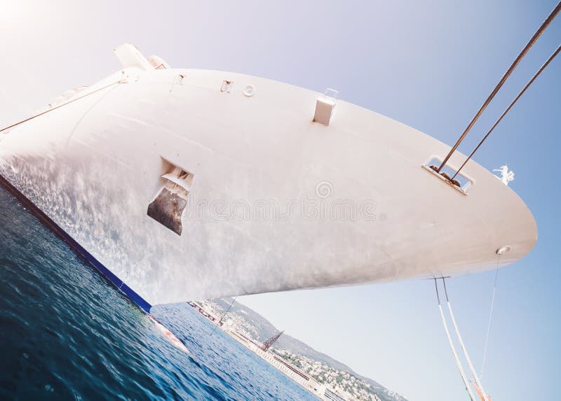 Front View of White Cruise Ship in the Harbor Stock Image - Image of ...