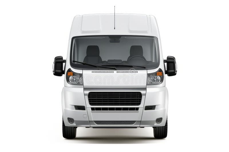 Front View of a White Delivery Van Isolated on a White Background ...