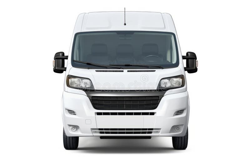 Front View of a White Delivery Van Isolated on a White Background ...