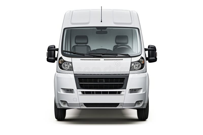 Front View of a White Delivery Van Isolated on a White Background ...