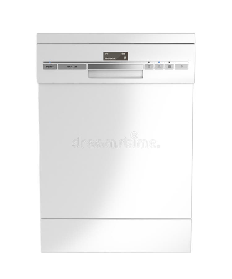 Front View of White Dishwasher Stock Illustration - Illustration of ...