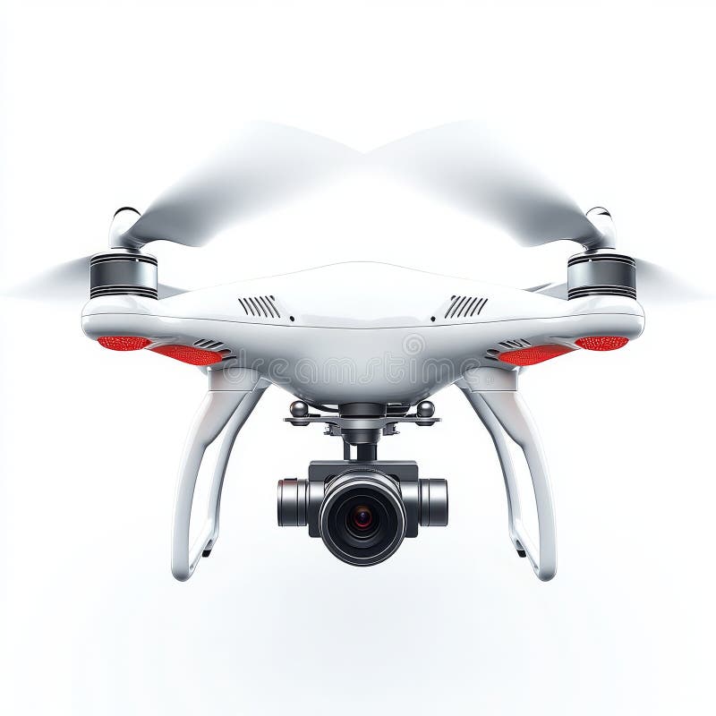 Front View of a White Drone, Isolated on a Transparent Background Stock ...
