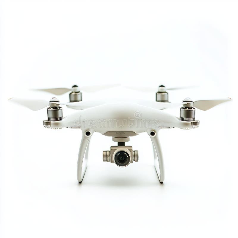 Front View of a White Drone, Isolated on a Transparent Background Stock ...