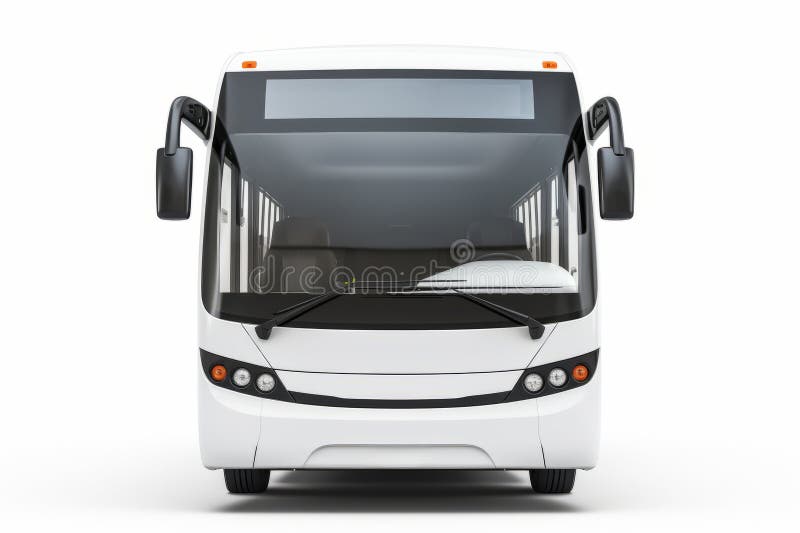 Front View of a White Intercity Bus Isolated on a White Background ...