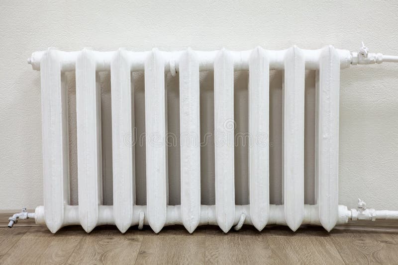 Front View White Iron Radiator Central Heating is in Room Stock Image ...