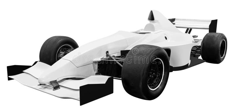 Front View White Open Wheel Race Car Isolated on White Background with ...