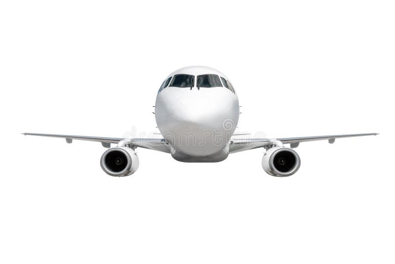 Front View of the White Passenger Aircraft Fly Isolated Stock Image ...