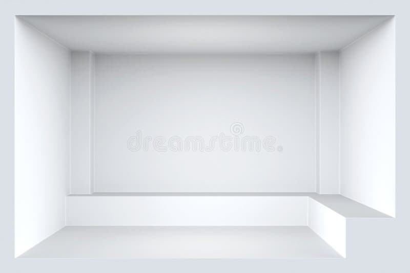 Front View White Room Cube Shape. Abstract Empty White Room Interior ...
