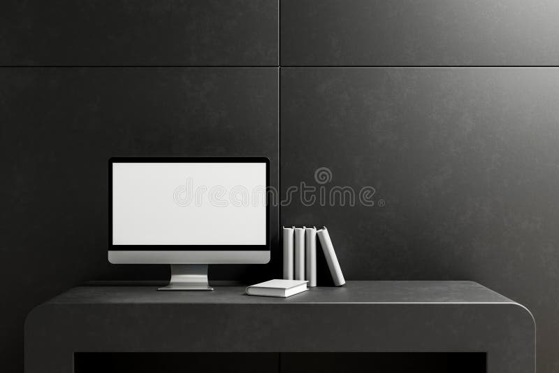 A Front View of a White-screen Desktop Computer Mockup and Accessories ...