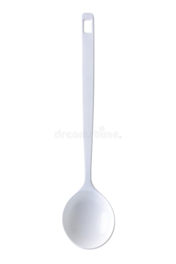 Front View of a White Serving Spoon Ladle on White with Clipping Path ...