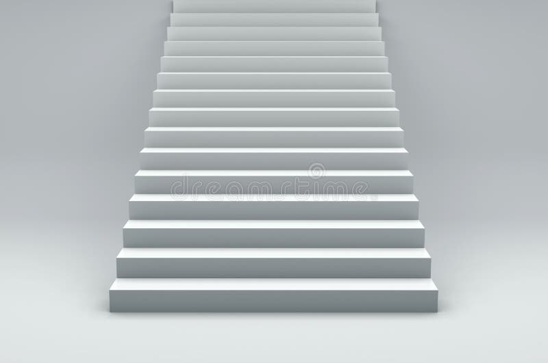 Front View of White Stairs, with Rectangular Steps Stock Illustration ...