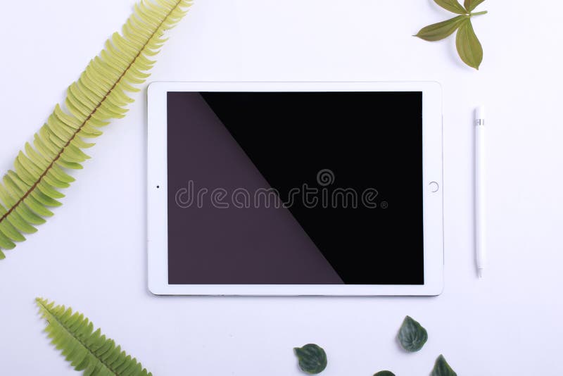 Front View of White Tablet Computer with Blank Screen Mockup Stock ...