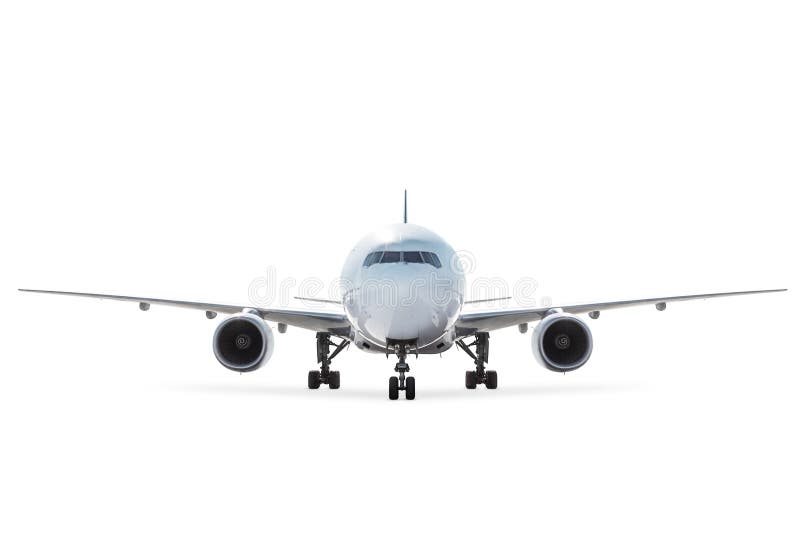 Front View of White Wide Body Passenger Jetliner Isolated Stock Photo ...