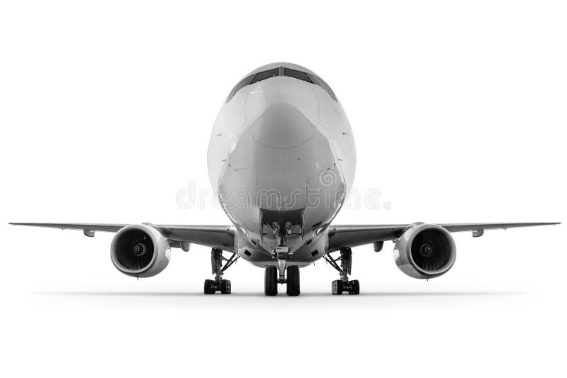 Front View of Wide Body Passenger Aircraft Isolated Stock Image - Image ...