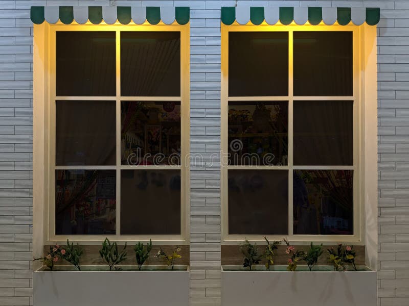 Front View of the Window Store with a Blank Window on a White Wall ...