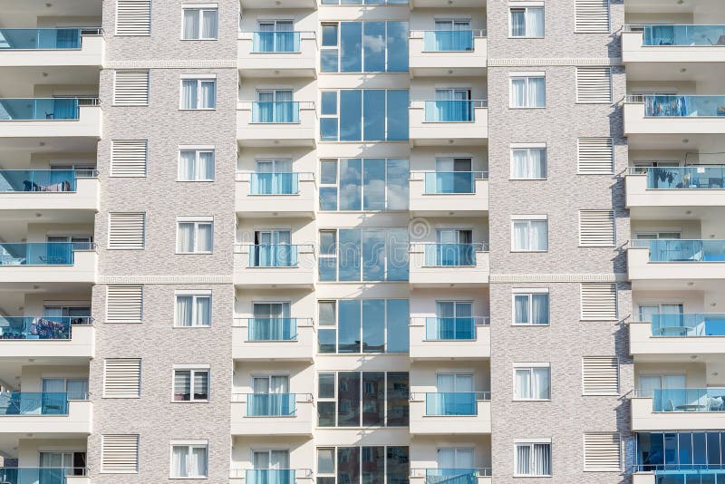 Front View of the Windows of a Residential Apartment Building Stock ...