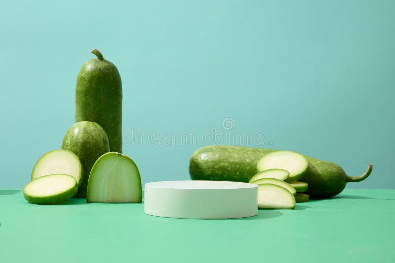 Front View Winter Melon Cut Slices Decorated Empty Podium Stock Photos ...