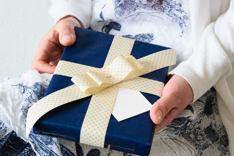 Front View of Woman Hands Giving a Gift Box Stock Photo - Image of girl ...