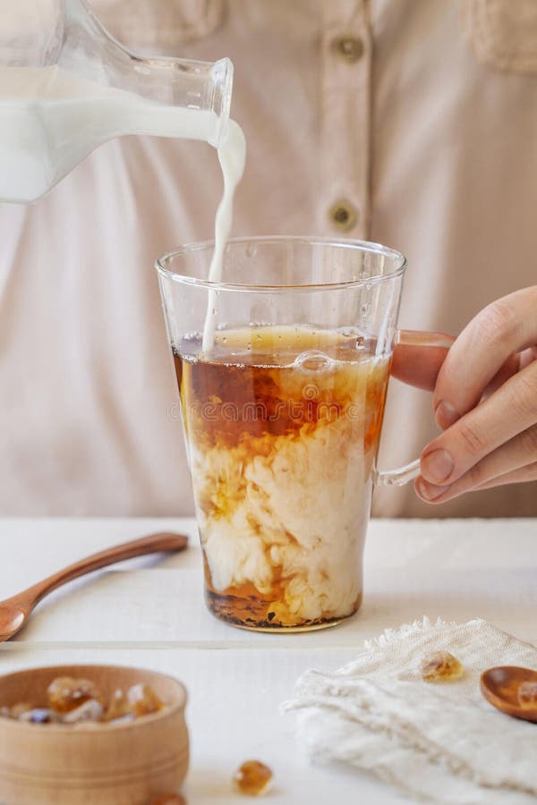 Front View Woman Preparing Milk Tea. High Quality Photo Stock Image ...