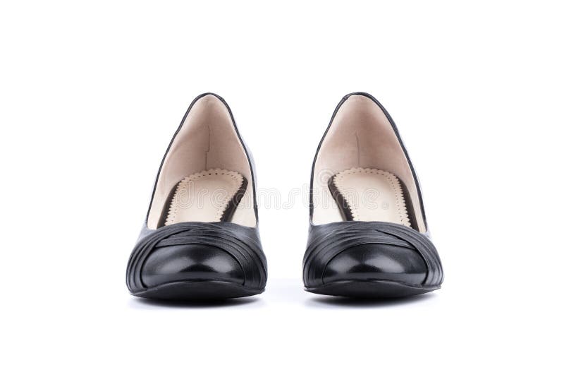Front View of Women S Black Shoes on a White Background. Stock Image ...