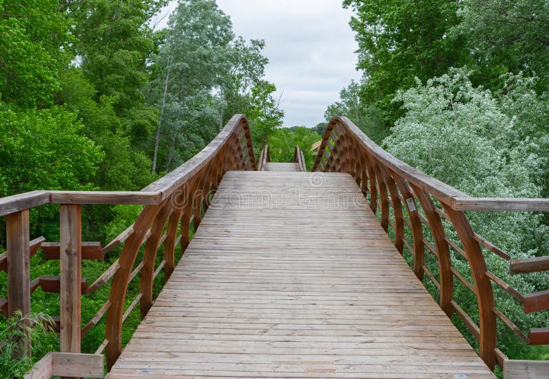 Front View of Wooden Bridge for People Stock Photo - Image of nature ...
