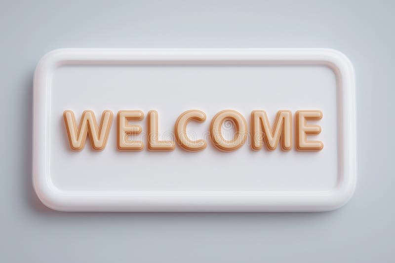 Front View of the Word Welcome on Pristine White Background, Minimalist ...