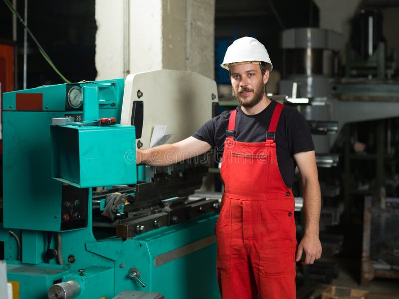 Front view of a worker stock photo. Image of action, factory - 67321298