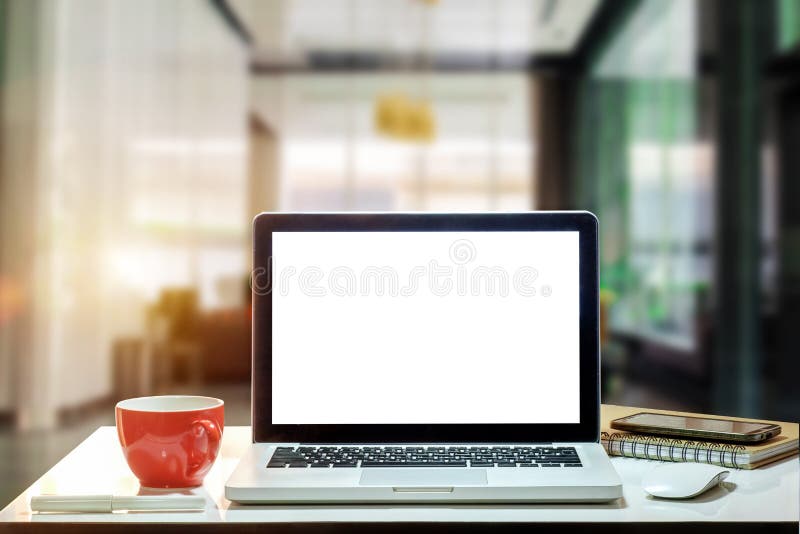 Front View Workspace with Computer, Stock Image - Image of distribution ...