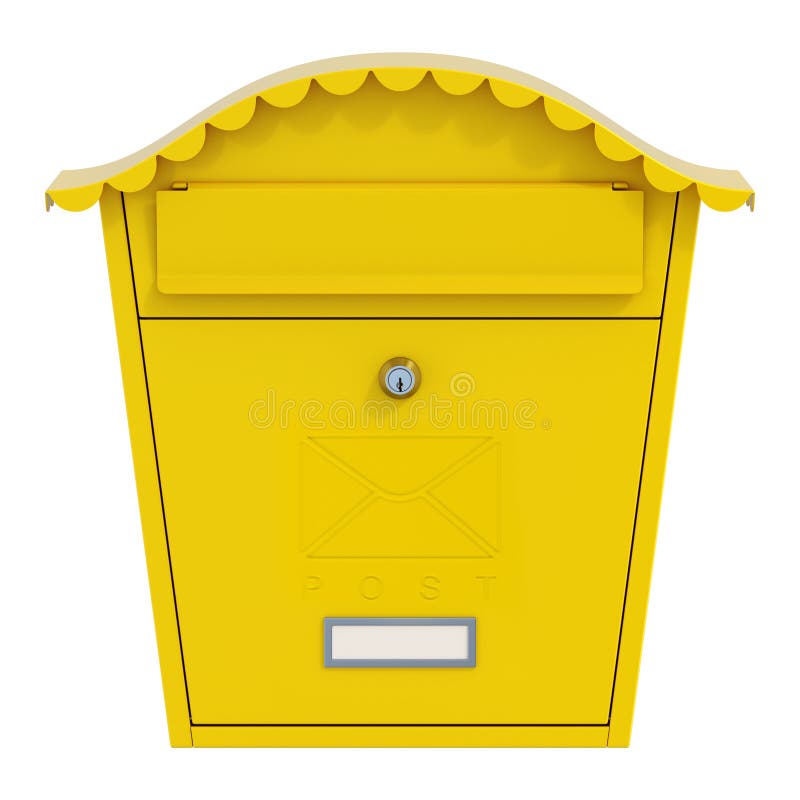 Front View of Yellow Mailbox Stock Illustration - Illustration of wall ...