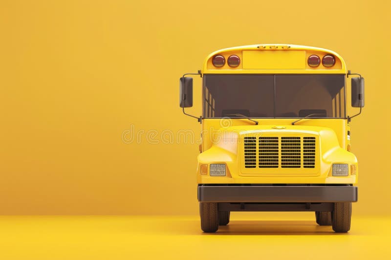 Front View of Yellow School Bus Against Bright Yellow Background AI ...