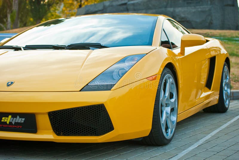 Front View of Yellow Sport Car Editorial Image - Image of automobile ...
