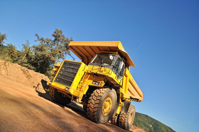 Front View of Yellow Tipper Truck Stock Image - Image of construction ...