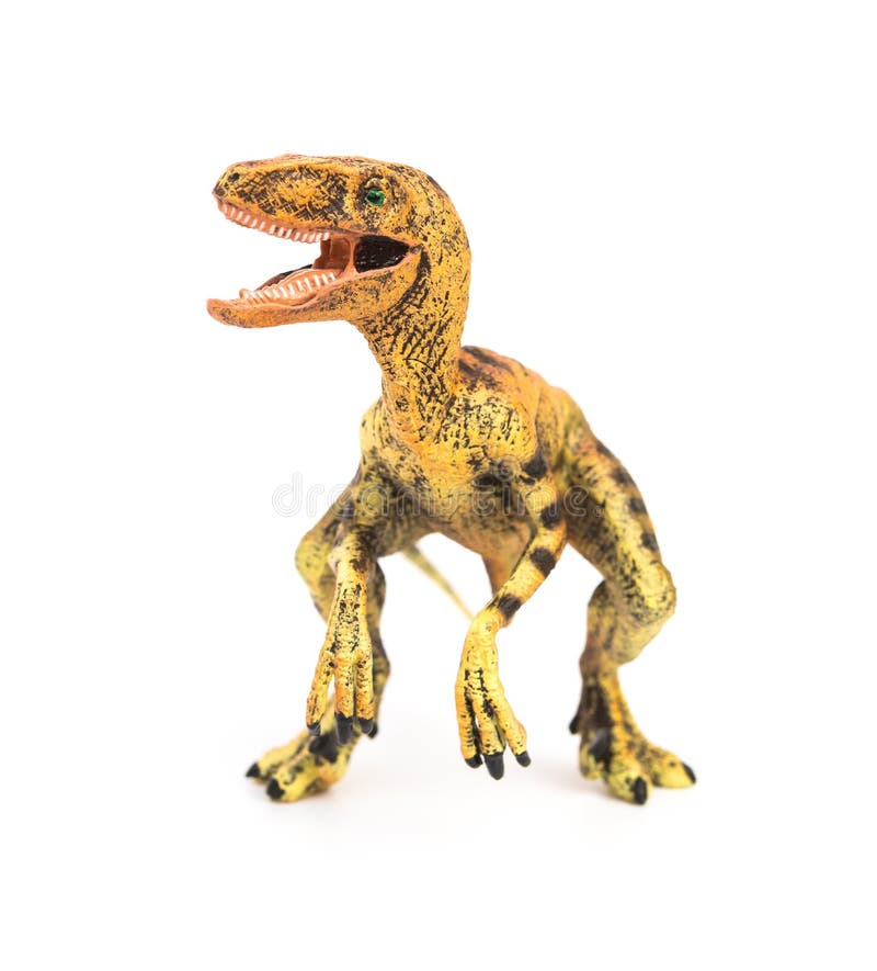 Front View Yellow Velociraptor Toy on White Background Stock Photo ...